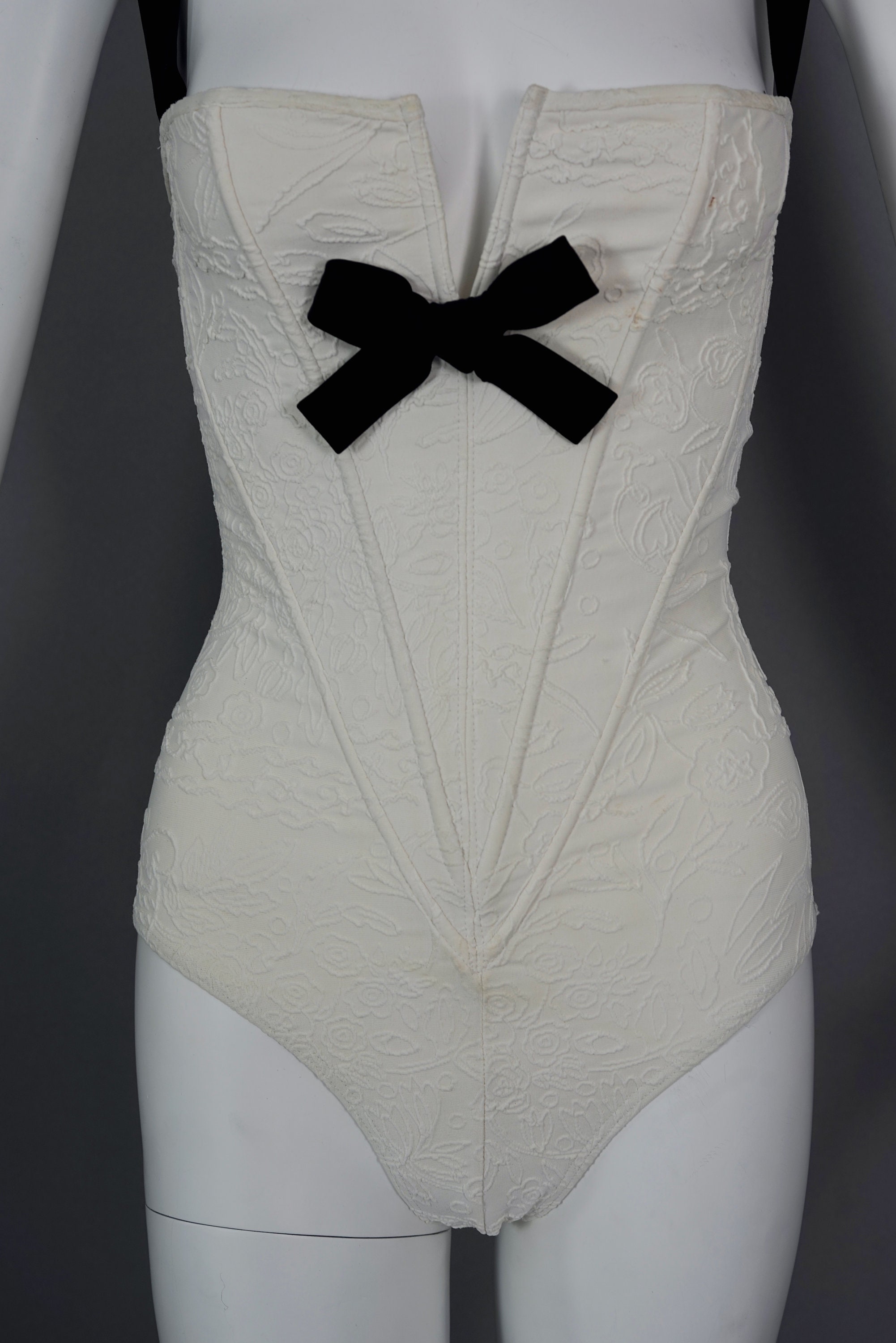 Vintage CHRISTIAN LACROIX Wired Corset Embossed Brocade Ivory White ...