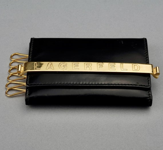 Vintage KARL LAGERFELD Gold Logo Black Patent Leather Key - Etsy