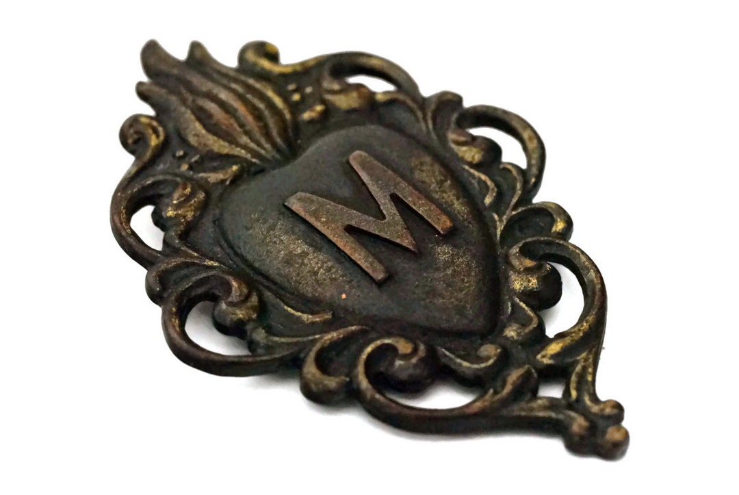 Vintage MOSCHINO Heart Flaming Crest Badge Brooch - Etsy