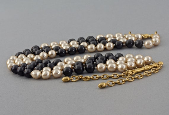 Vintage KARL LAGERFELD Multi Strand Two Tone Pearl Ch… - Gem