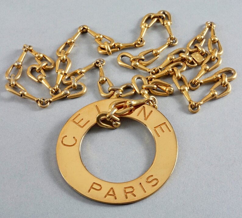 Vintage Massive CELINE PARIS Logo Medallion Pendant Chain | Etsy