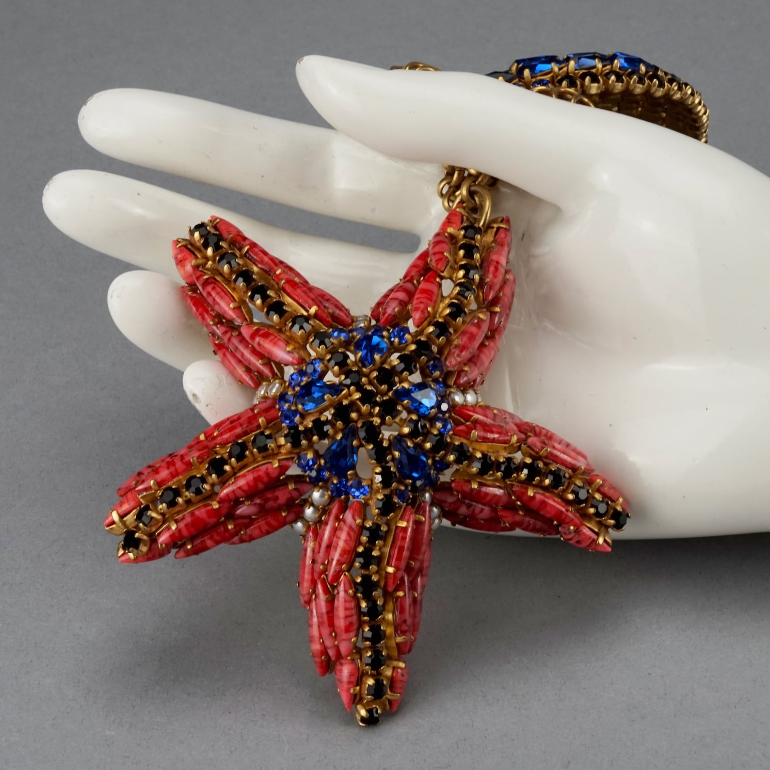 Vintage Massive HANNA BERNHARD Shell Starfish Rhinestone Necklace - Etsy