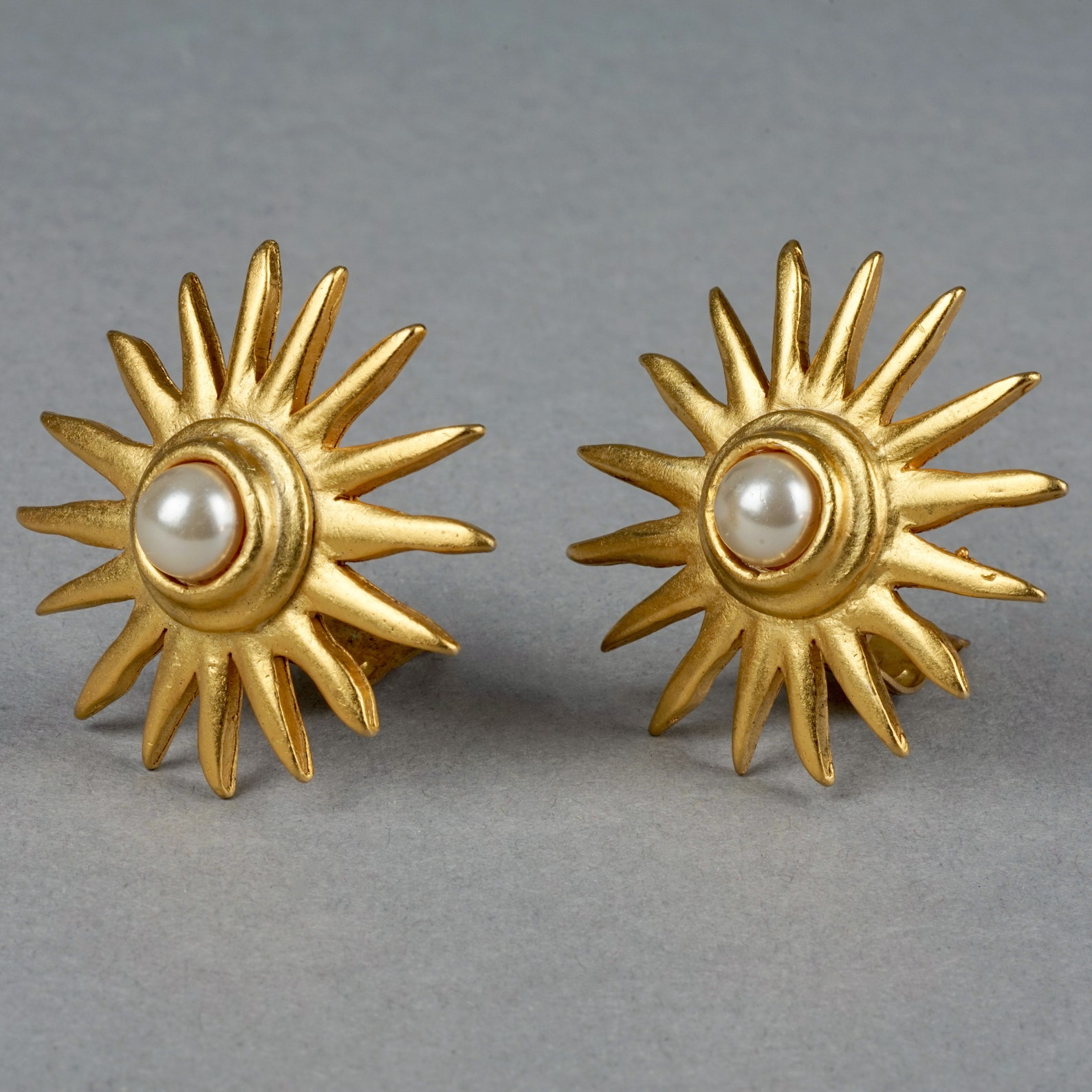 Vintage EDOUARD RAMBAUD Sunburst Pearl Earrings - Etsy