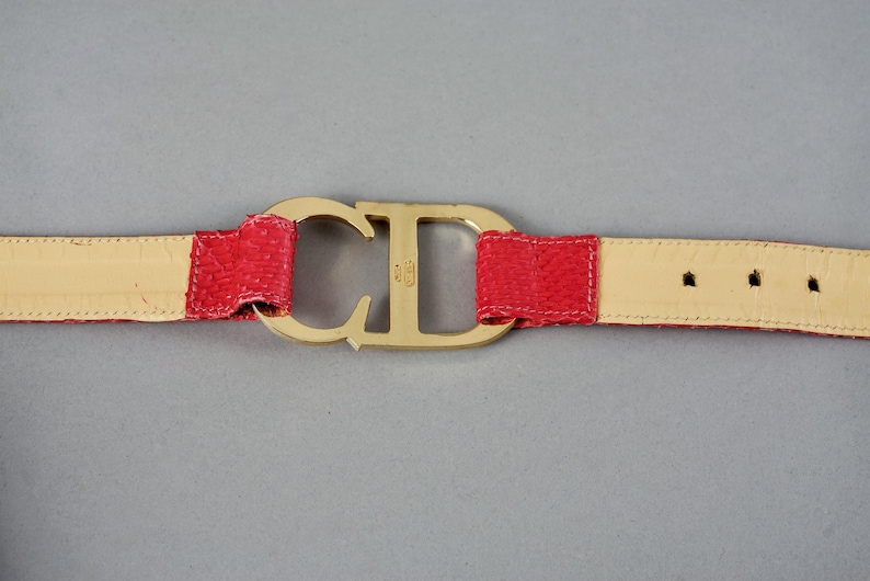 Vintage CHRISTIAN DIOR BOUTIQUE Logo Red Textured Leather Belt - Etsy UK