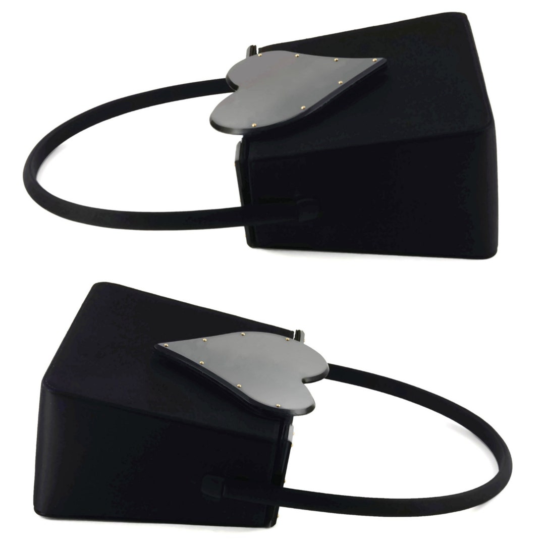 Vintage YVES SAINT LAURENT Heart Plexiglass Black Silk Box Bag - Etsy