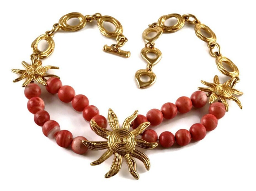 Vintage YSL Yves Saint Laurent Sun Coral Beads Necklace - Etsy