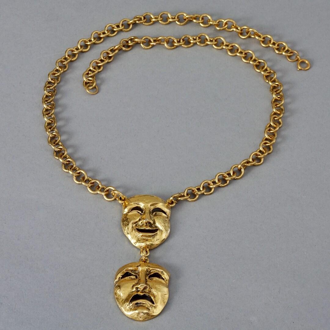 Vintage MOSCHINO Comedy Tragedy Mask Pendant Necklace - Etsy