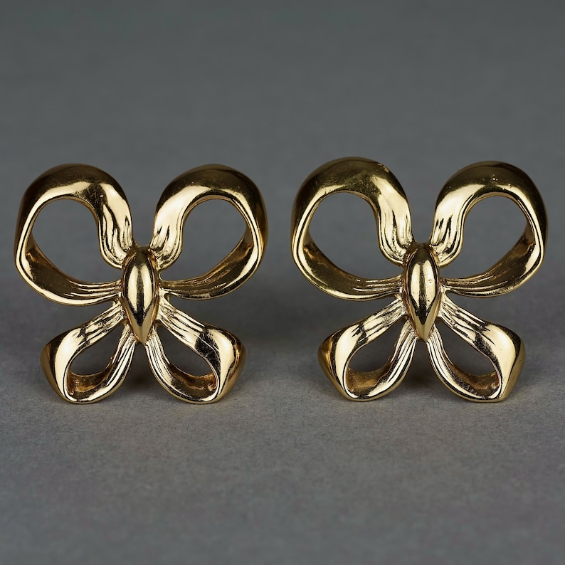 Vintage YVES SAINT LAURENT Ysl Ribbon Bow Earrings | Etsy