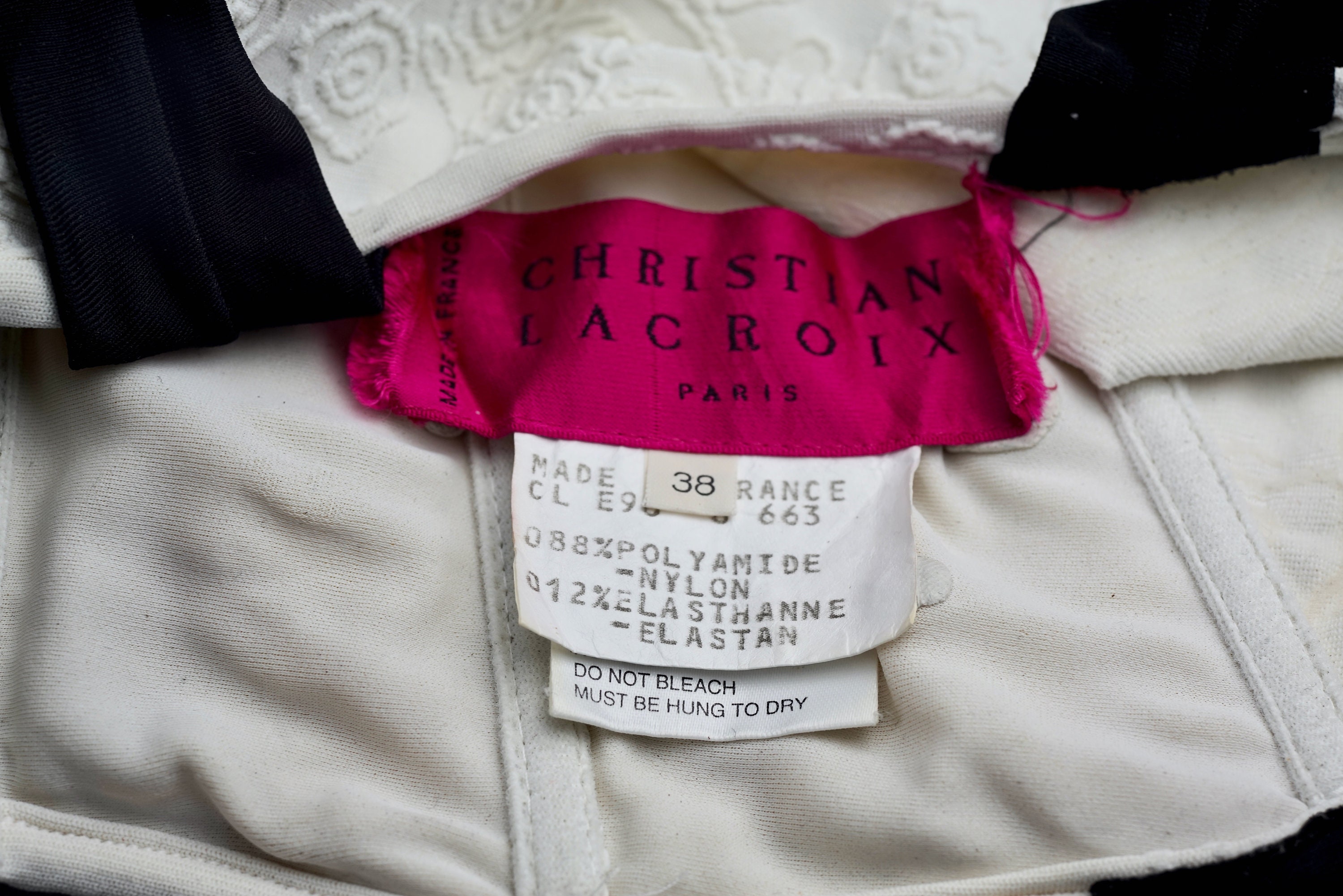 Vintage CHRISTIAN LACROIX Wired Corset Embossed Brocade Ivory White ...