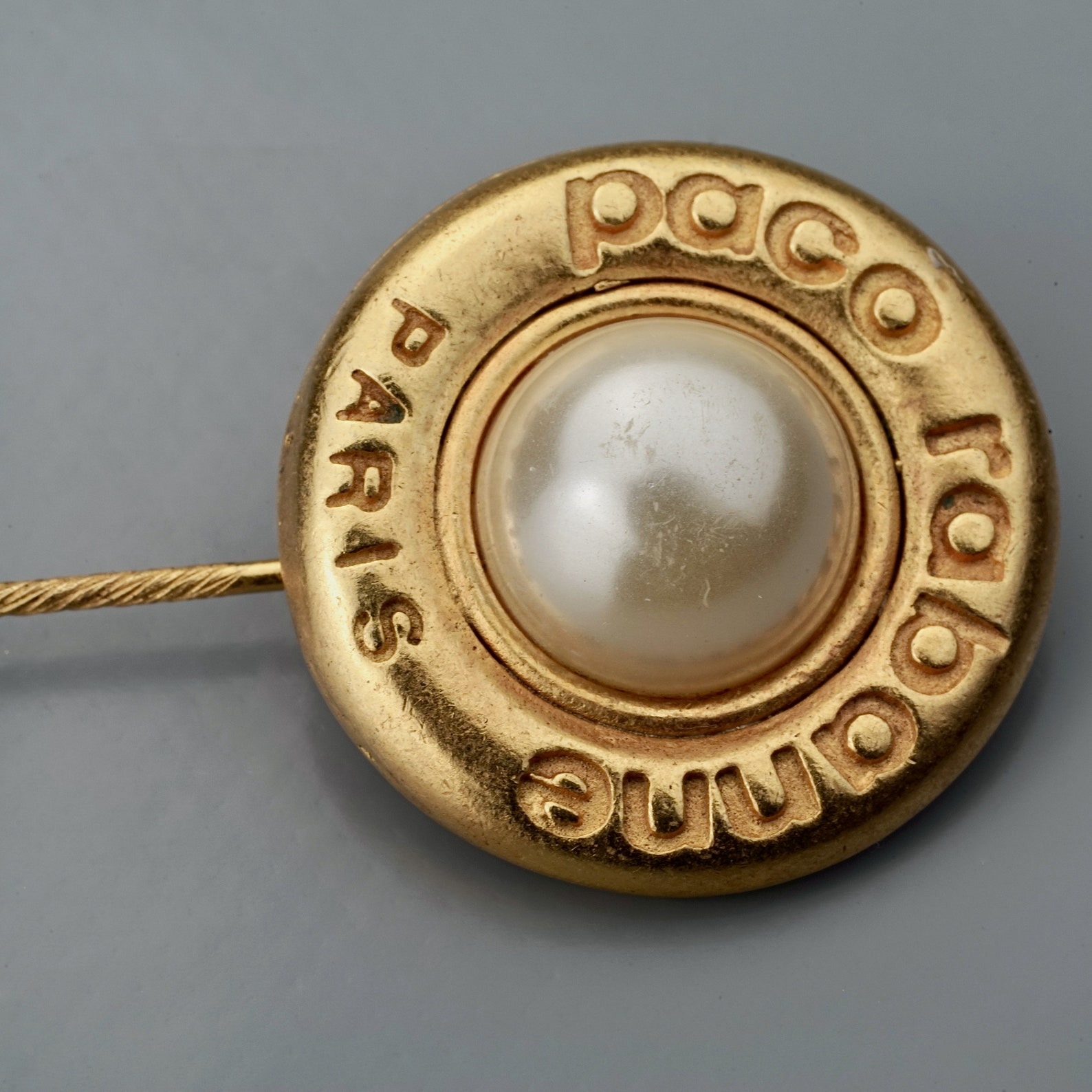 Vintage PACO RABANNE Logo Pearl Stick Pin Brooch - Etsy