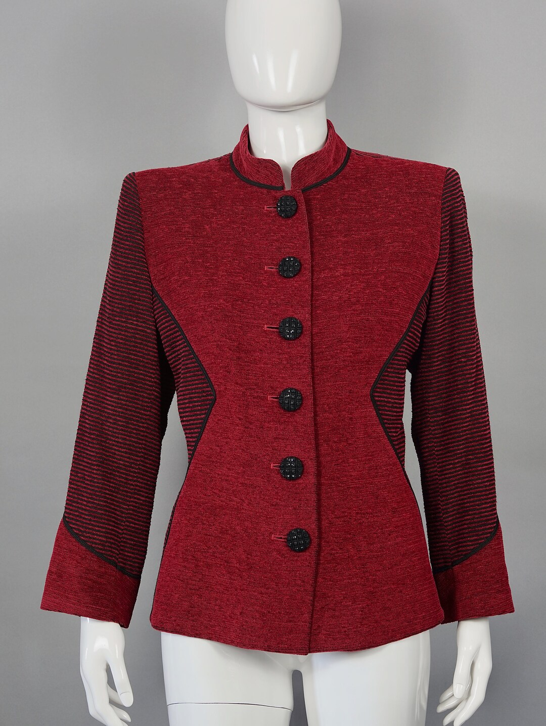 Vintage YVES SAINT LAURENT Ysl Red Mandarin Collar Jacket - Etsy