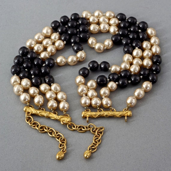 Vintage KARL LAGERFELD Multi Strand Two Tone Pearl Ch… - Gem