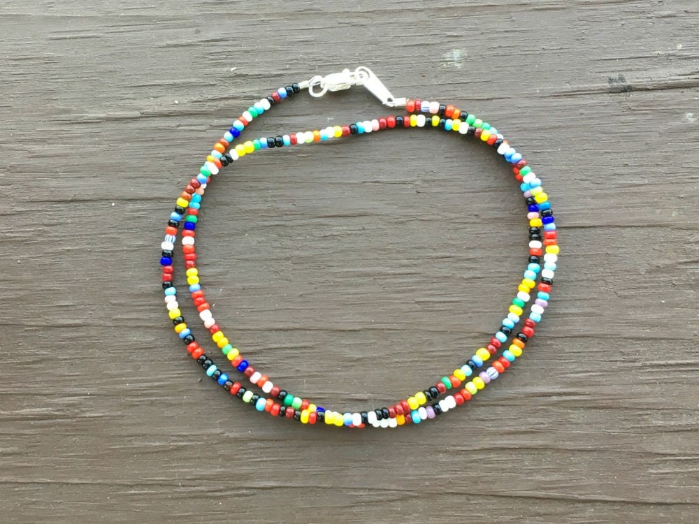 Multi Color Seed Bead Necklace Choker Choose A Length Retro Look multi-color-seed-bead-necklace-choker-choose-a-length-retro-look