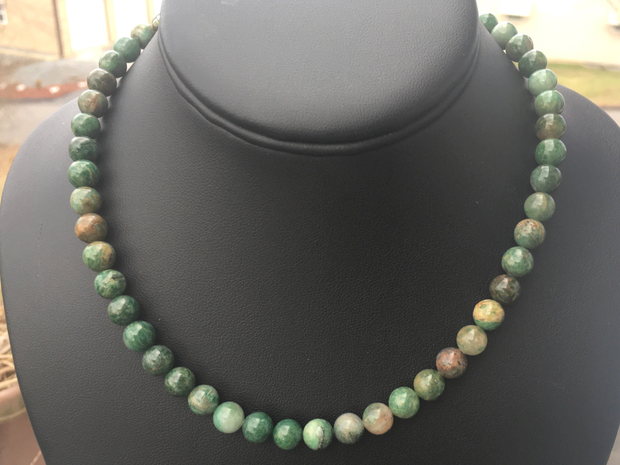 Afrikaanse Jade quartz grote stenen ketting 8mm | Etsy Nederland