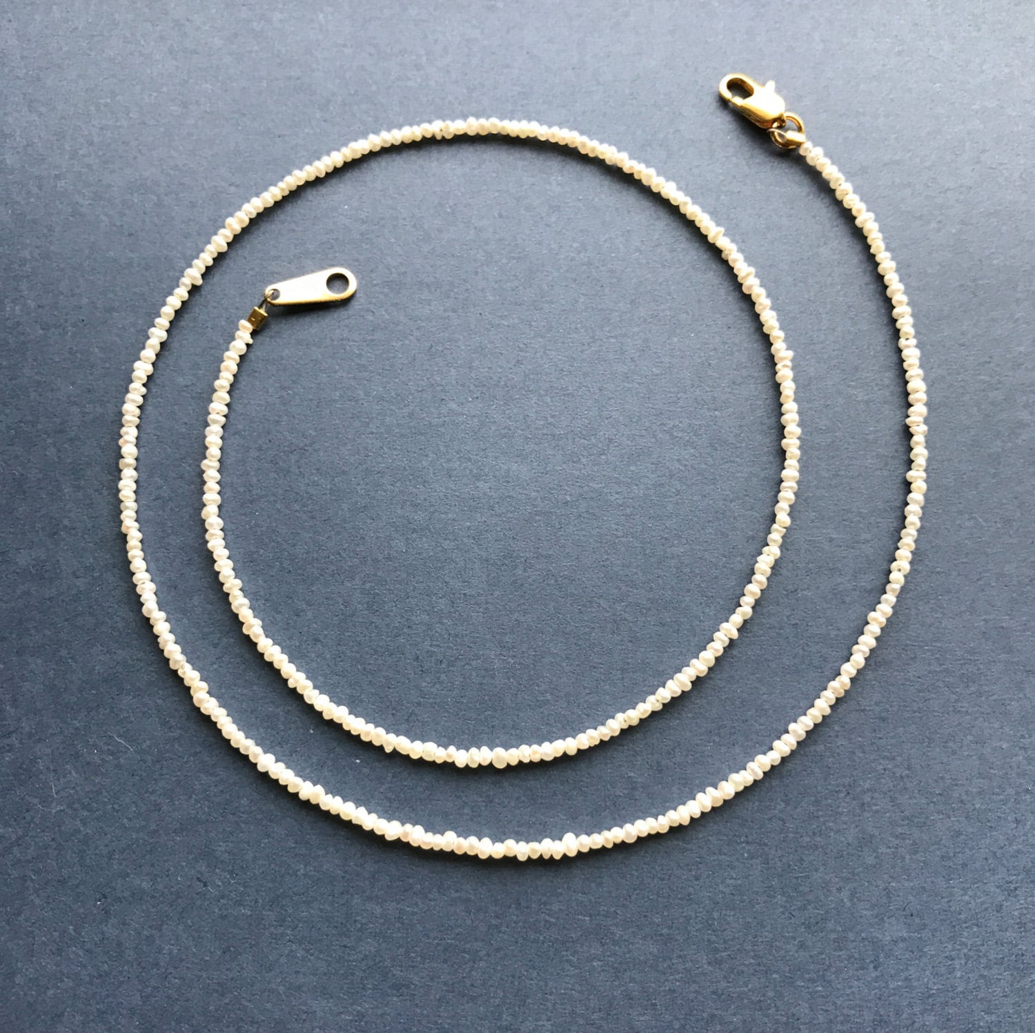 Super Tiny Fresh Water Seed Pearl Necklace Short Length Minimalist