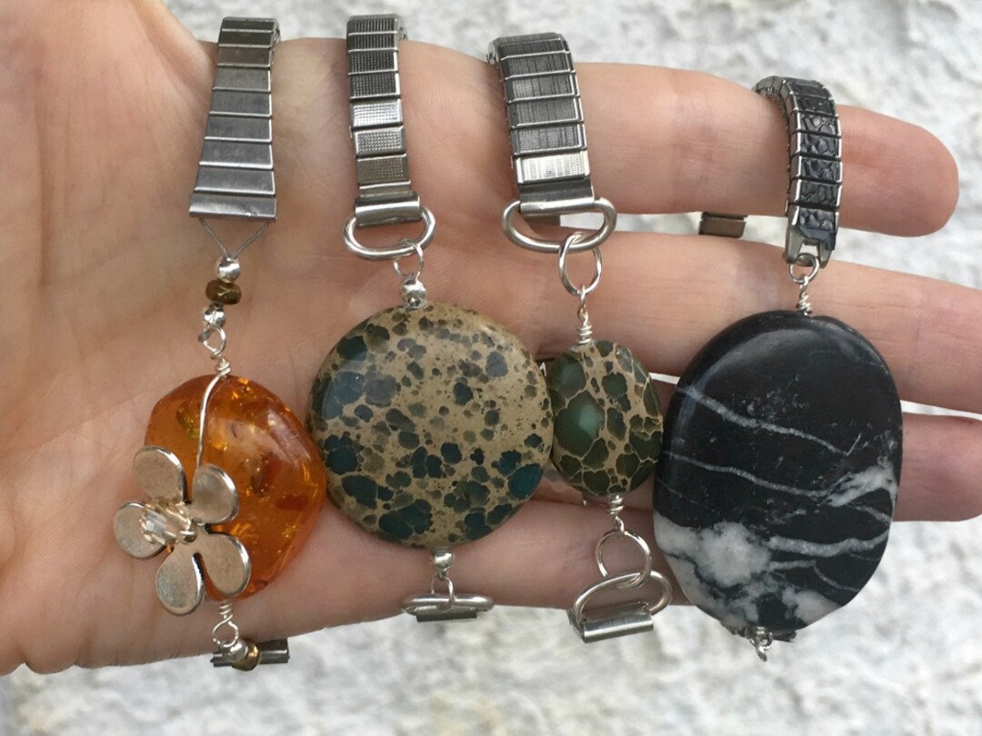 Watch Band Bracelets, Upcycled, Stone Bracelets, Large Stone Bracelets ...