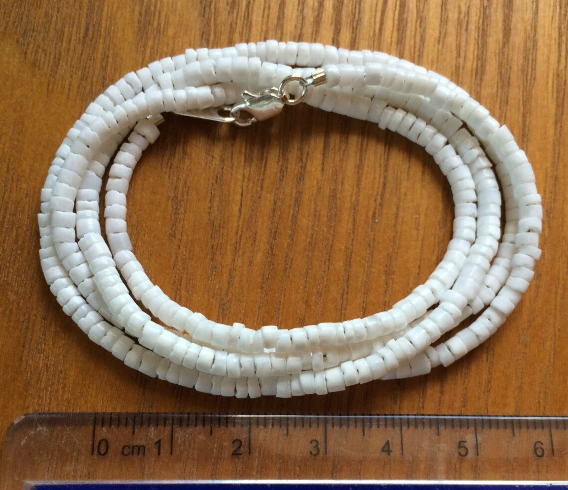 Litub Shell Heishi Necklace Tiny 2-3 mm White Litub Shell | Etsy