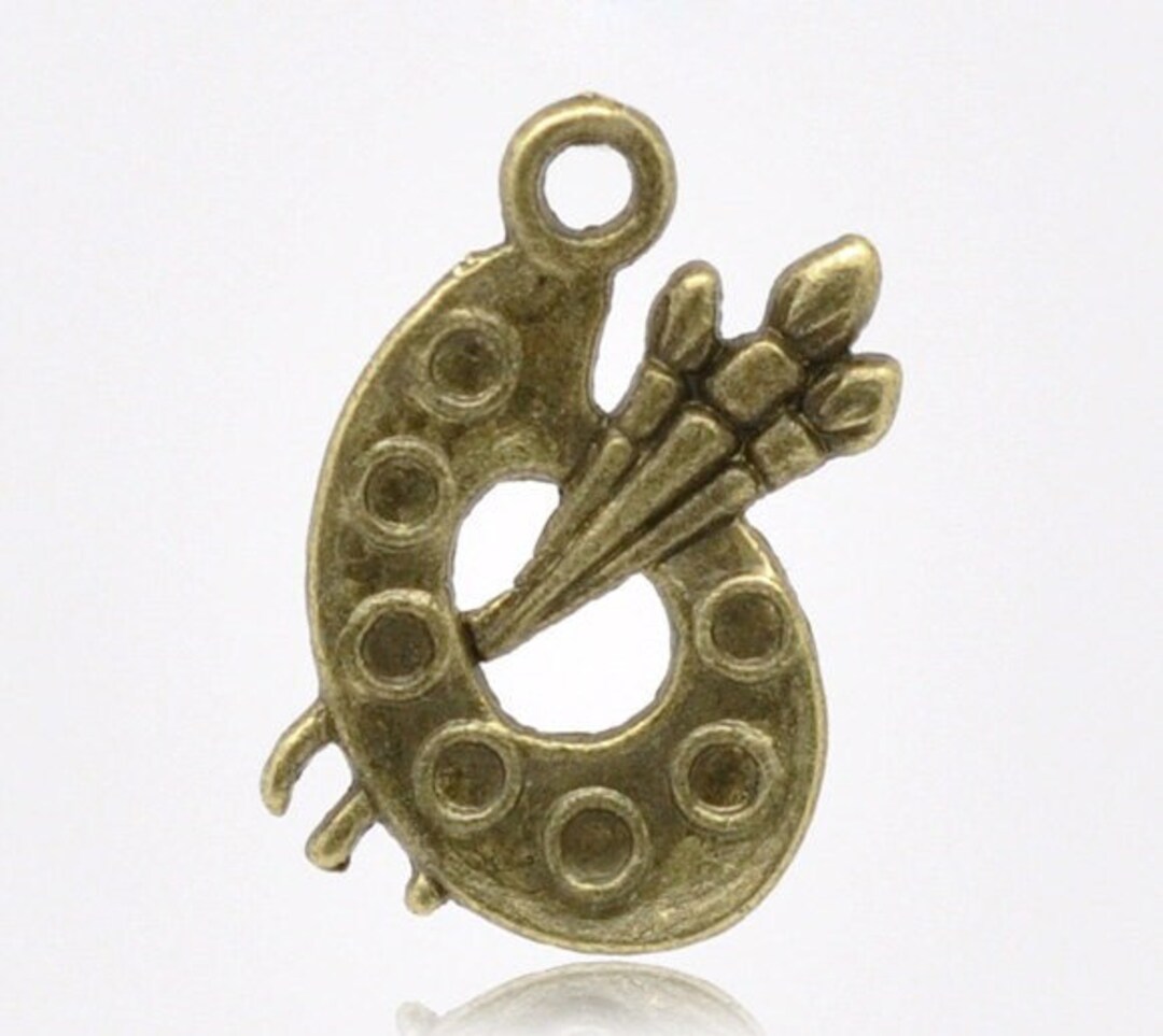 1 Artist Palette Charm Paint Pallet Charms 17 X 12mm Bronze Charms ...