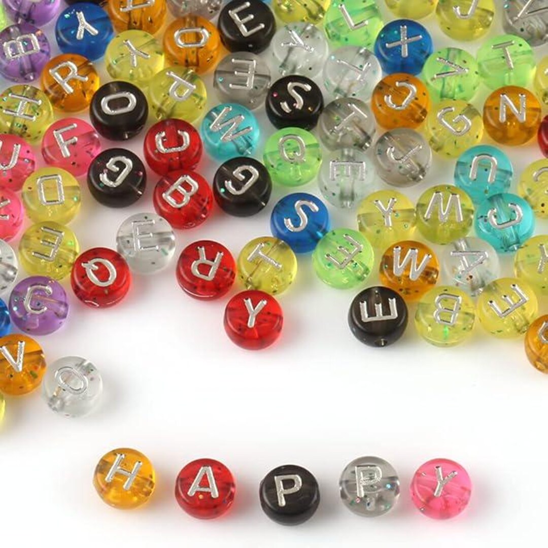 180 Alphabet Letter Beads Assorted With Gold Letters Bulk Wholesale 6mm ...