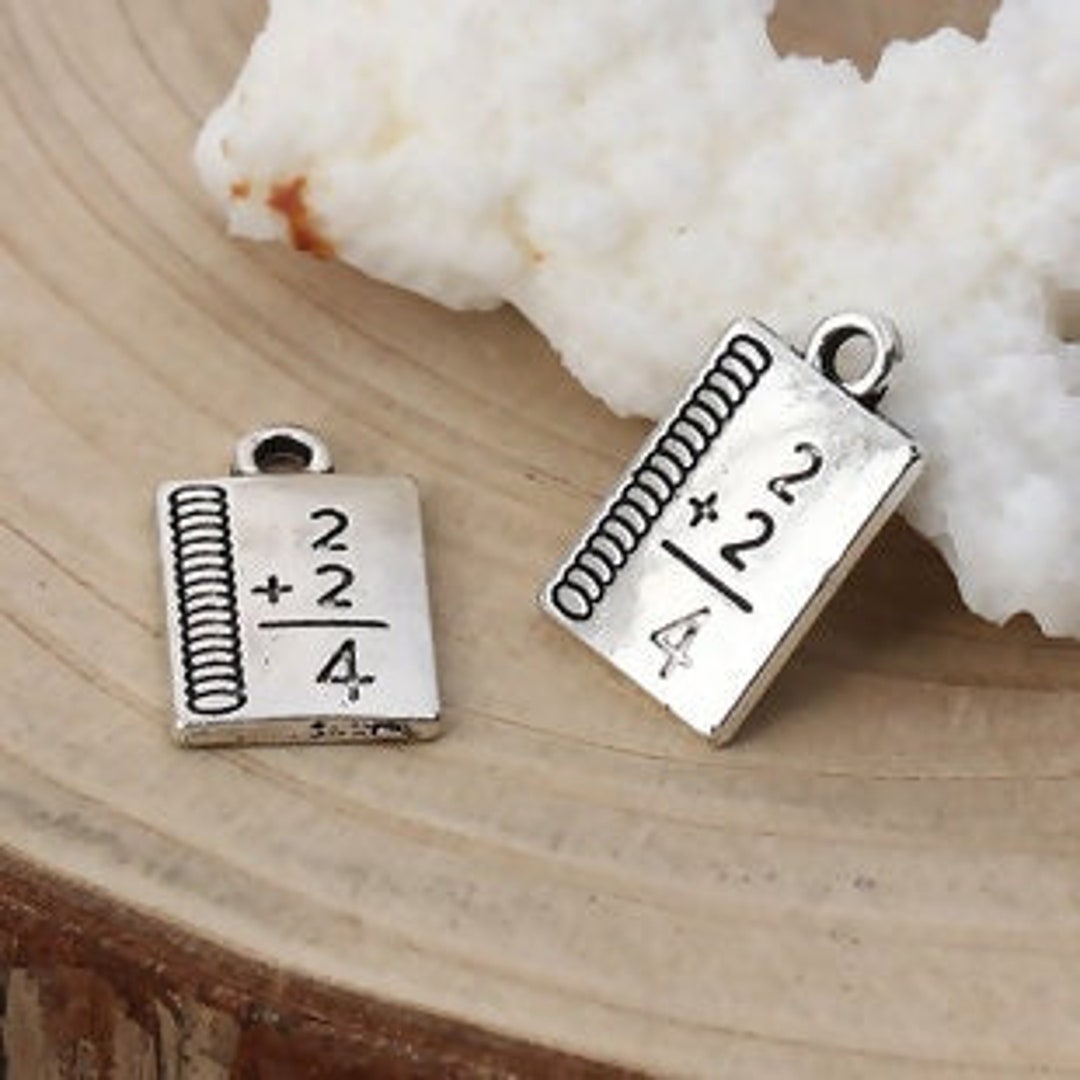 1 Math Book Charm Notebook Charm Antique Tibetan Silver Tone 17 X 10 Mm ...