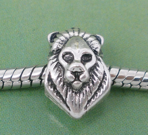 2 Lion Head Bead European Bracelet Charm 13 x 9 mm US Seller | Etsy