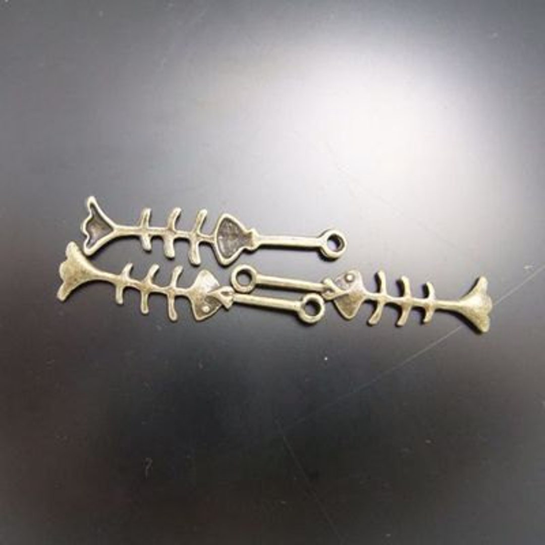 Fish Bone Charm 3 Charms 40 X 9 Mm Antique Bronze Bz643 - Etsy