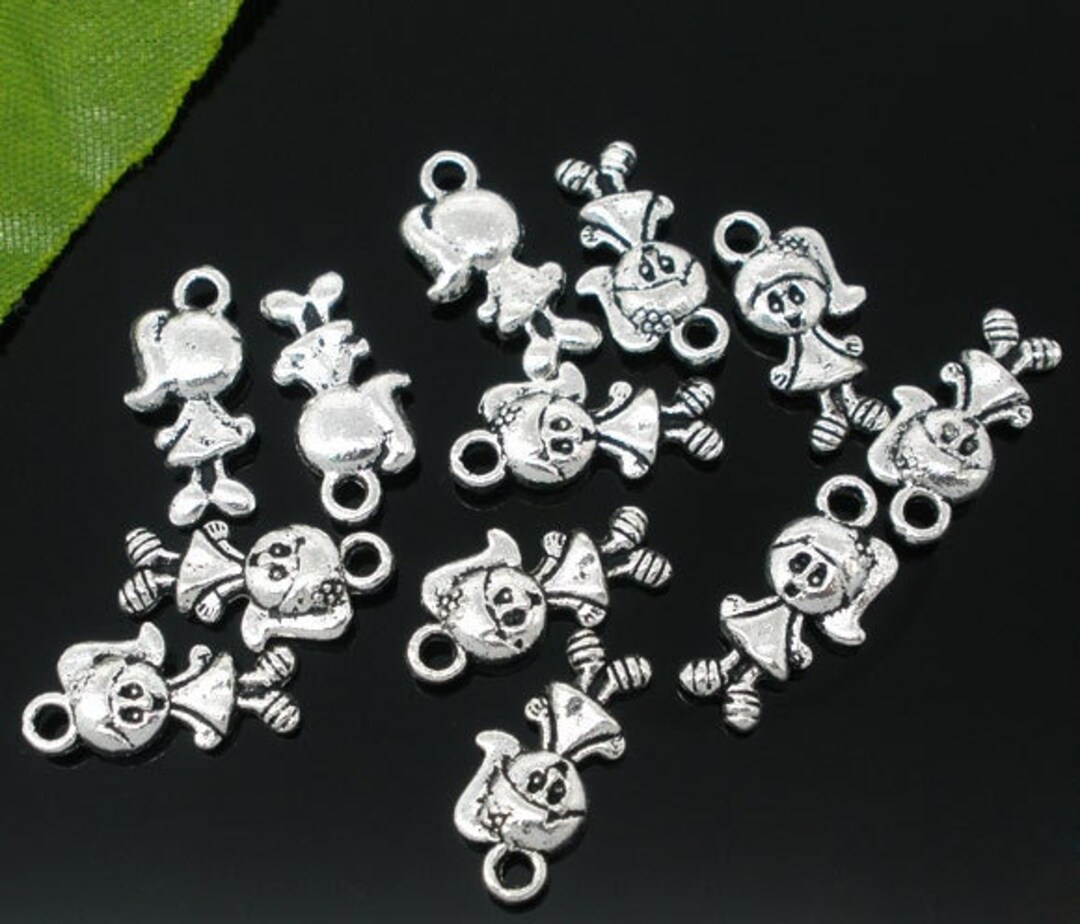 3 Girl Charm Antique Silver Little Girl Charms 15 X 7 Mm U.S Seller ...