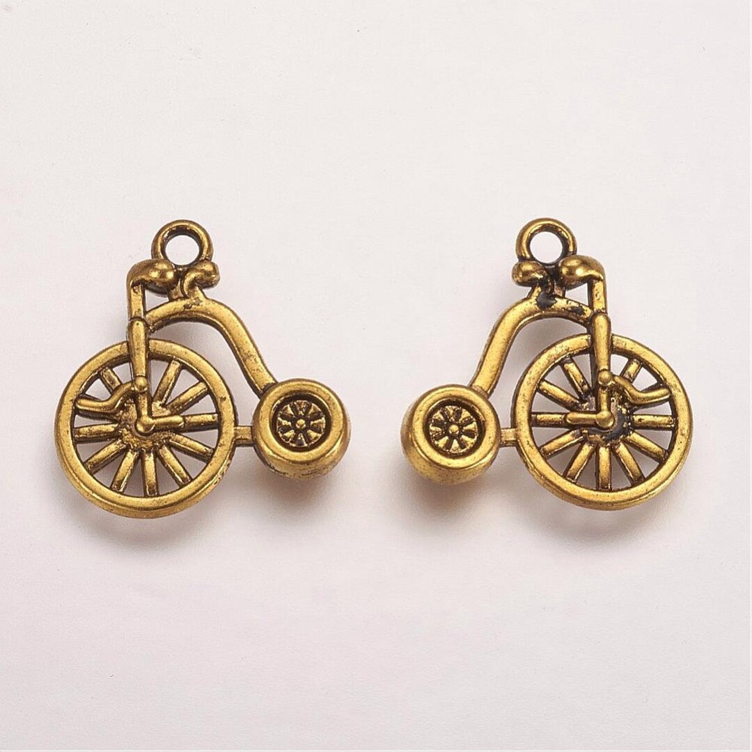 3 Tricycle Bicycle Charms Double Sided Antique Gold Tone 18 X 17 Mm US ...