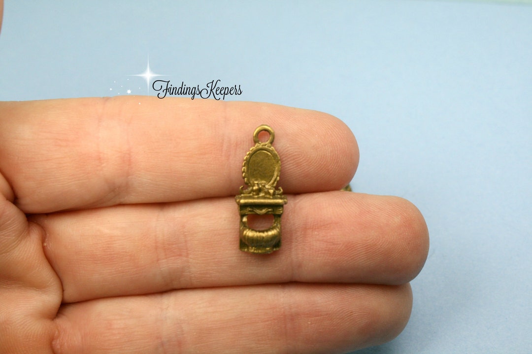 10 Vanity Dressing Table Charms Antique Bronze Tone 21 X 10 Mm - Bz463 ...