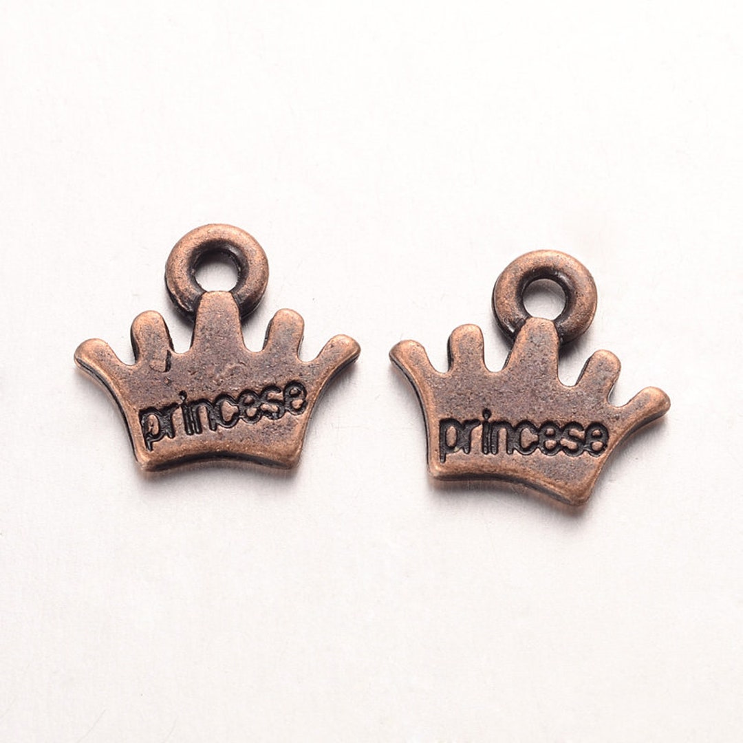60 Bulk Princess Crowns Antique Copper Tone Metal 13 X 11 Mm Double ...