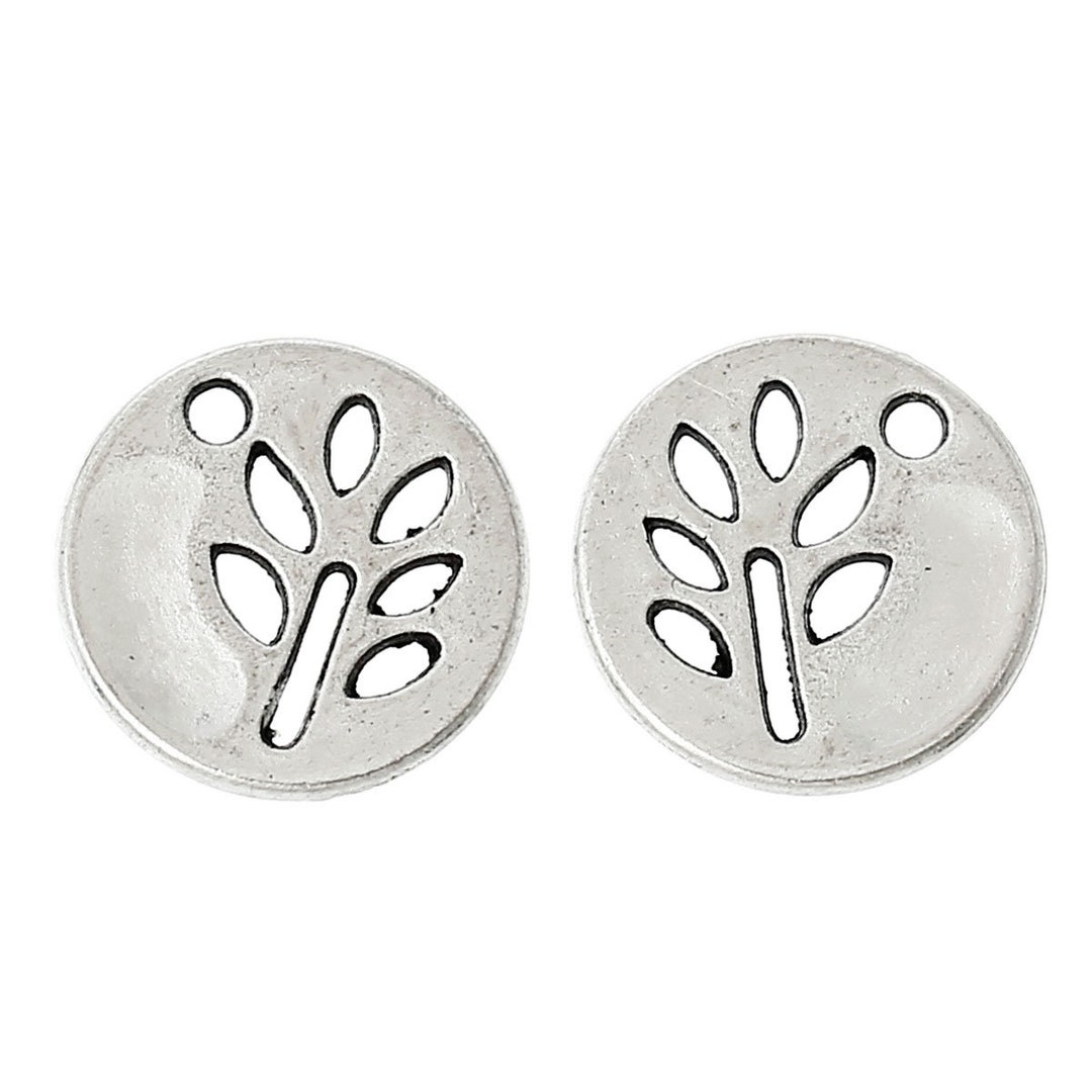 Bulk 50 Hallow Tree Round Charm Cut Out Antique Silver 12 Mm US Seller ...