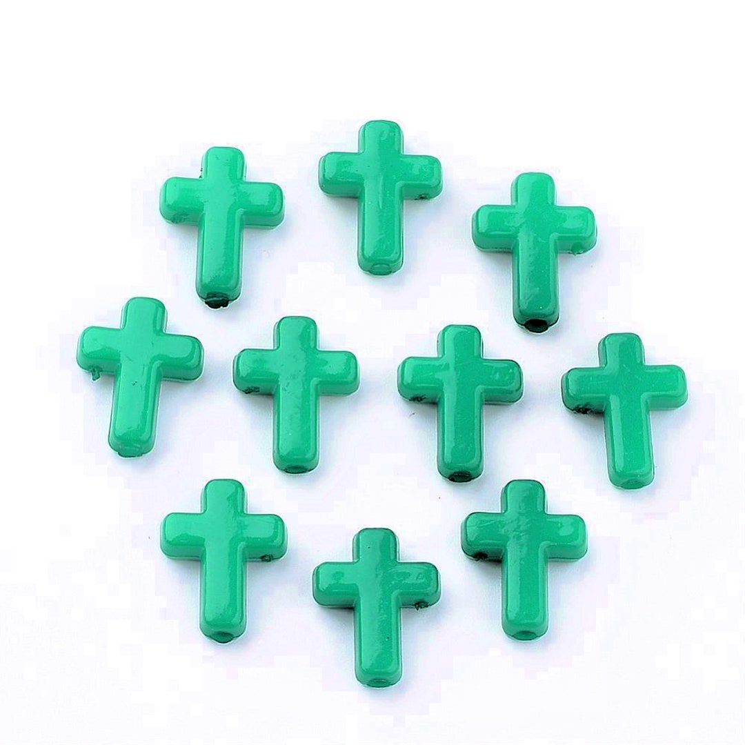 100 Cross Beads Acrylic Cross Christian Religious Turquoise 16mm USA ...