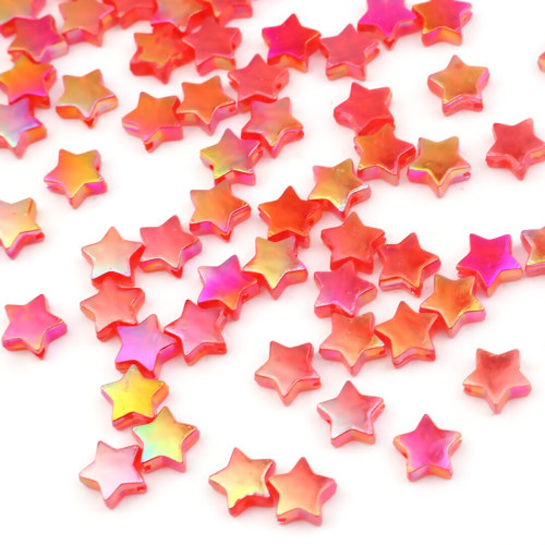 50 Red AB Star Beads Acrylic Plastic Crafts for Kids 11 X10 Mm Pa205 - Etsy