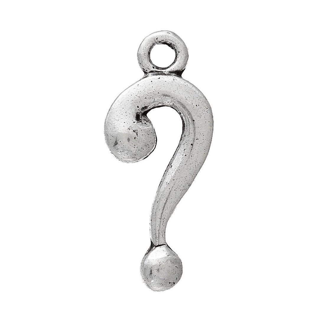 10 Question Mark Charms Punctuation ? Pendant 18x8mm Antique Silver ...