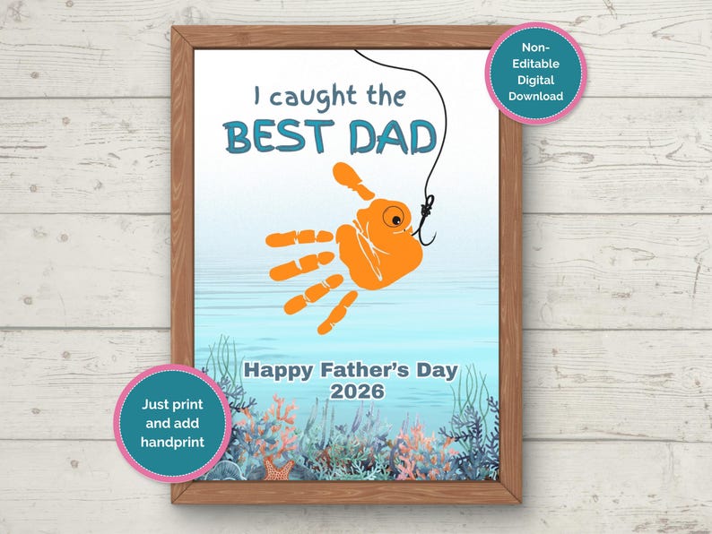 Father's Day Handprint Art Printable, DIY Handprint Art, Last Minute ...