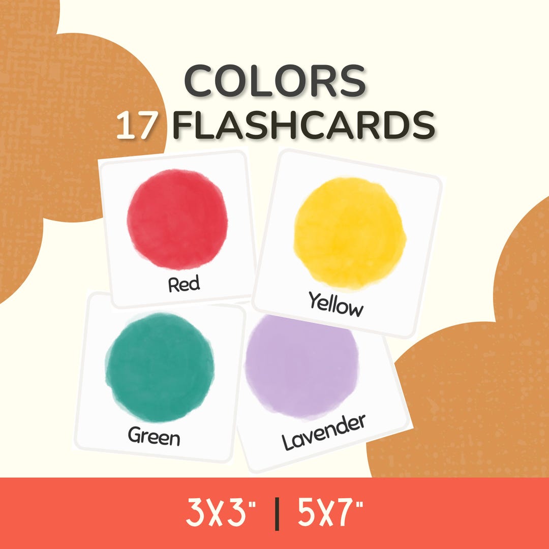17 Colors Cards Color Chart Montessori Flashcards Learning Printable ...