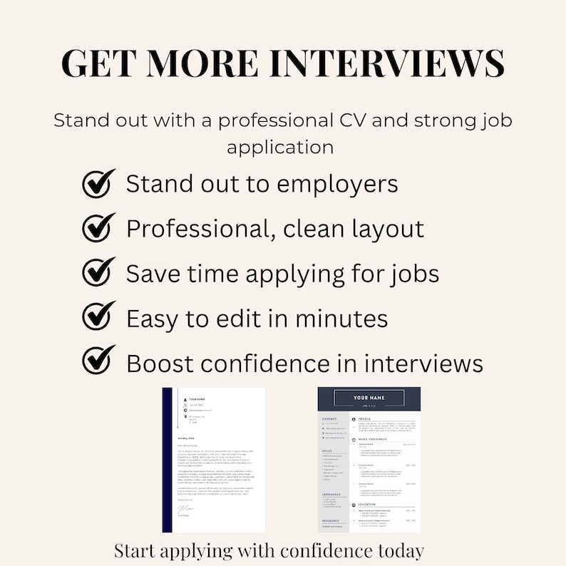 Job Application Bundle: CV, Cover Letter, Interview Guide (canva ...