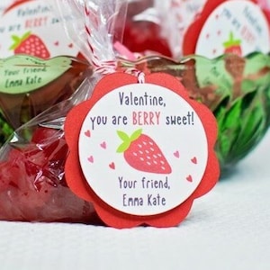 You Are Berry Sweet Valentine Tags Strawberry Valentine Tags for Kids ...