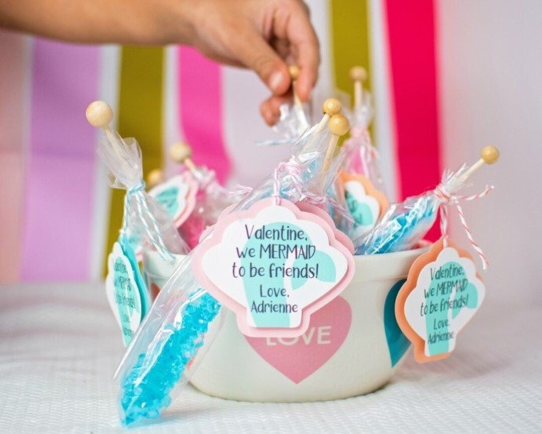 Mermaid Valentine Treat Tags We Mermaid to Be Friends Girl Valentines ...