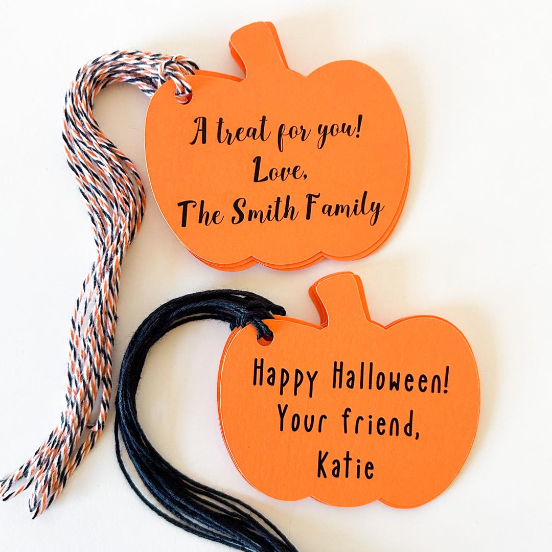 Pumpkin Gift Tags Personalized With Your Message - Halloween Favor Tags ...
