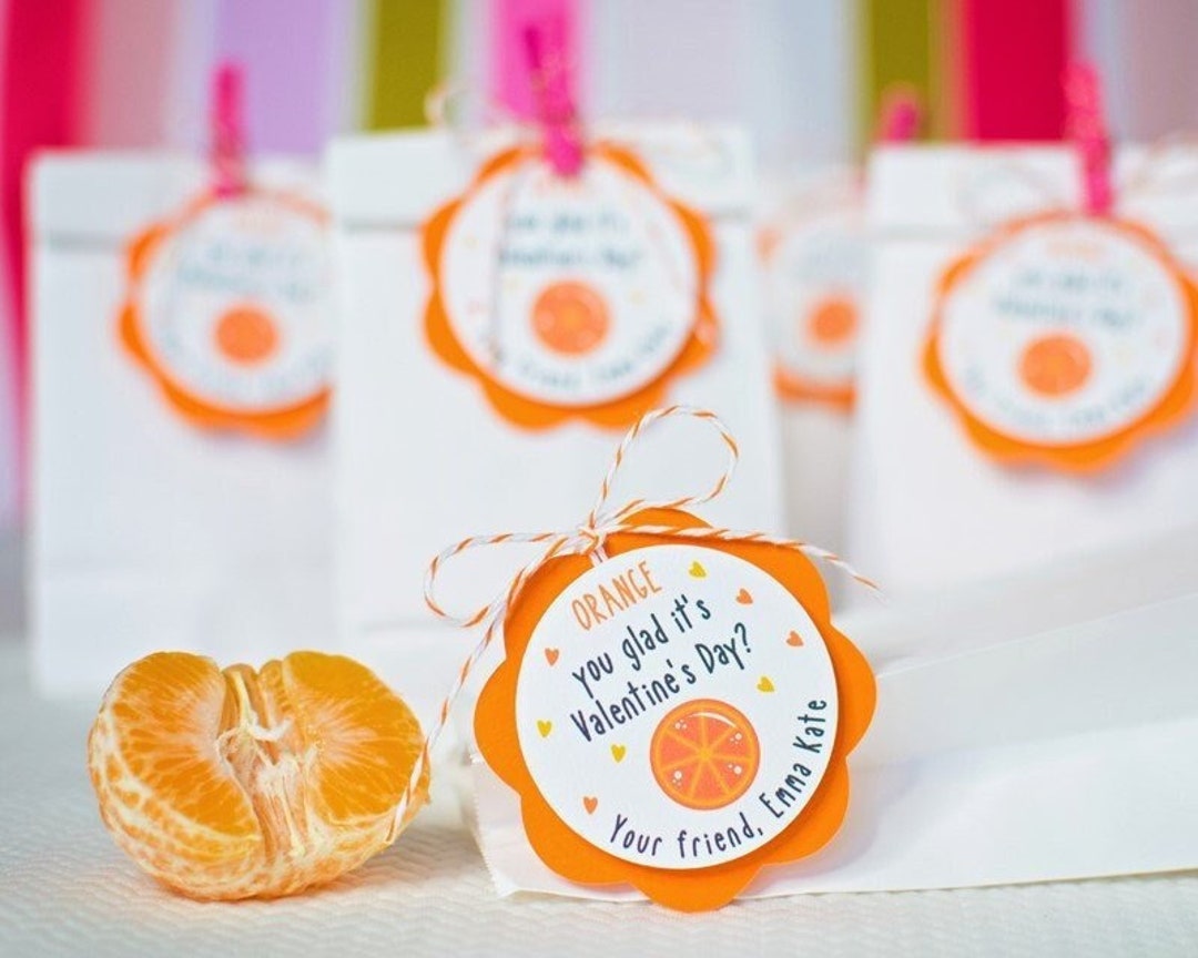 Orange Valentine Tags Funny Preschool Valentines Personalized Daycare ...