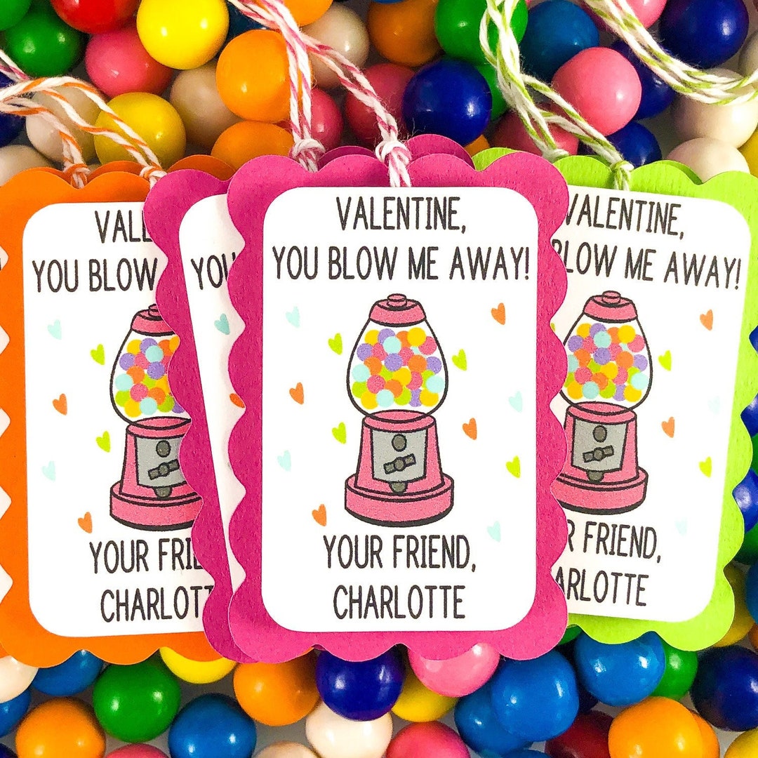 Gumball Valentine Tags Valentines From Teacher Bubble Gum Machine ...