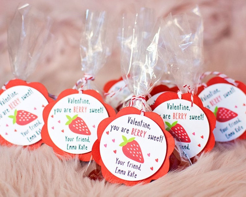 You Are Berry Sweet Valentine Tags - Strawberry Fruit Snack Gift Tags ...