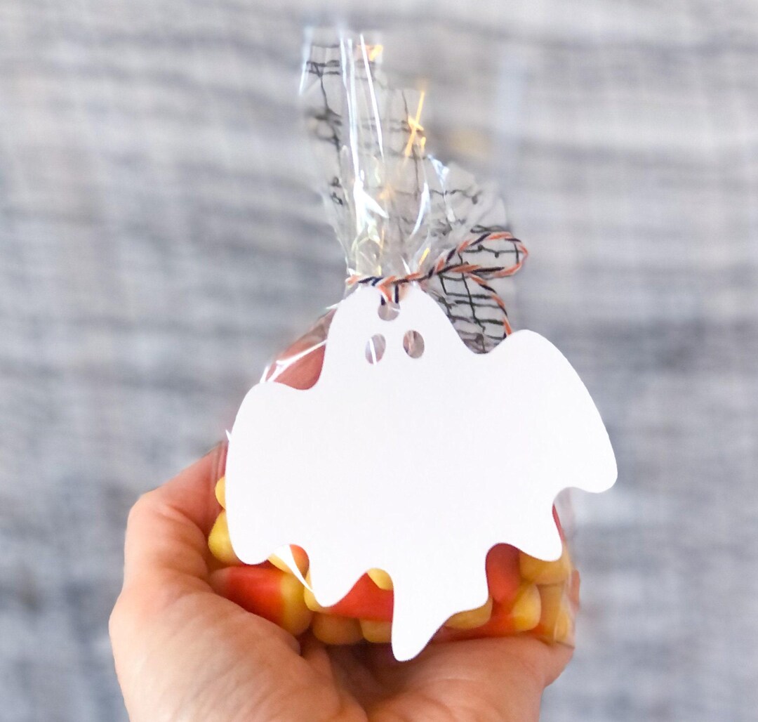 Pre-strung Ghost Gift Tags - Halloween Treat Bag Cardstock Tags - Etsy