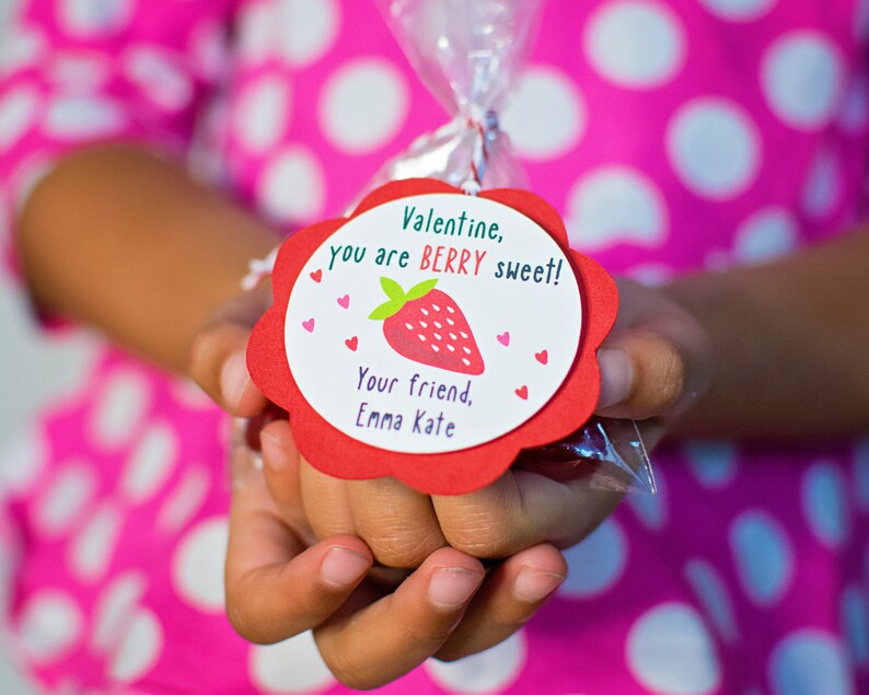 You Are Berry Sweet Valentine Tags - Strawberry Fruit Snack Gift Tags ...