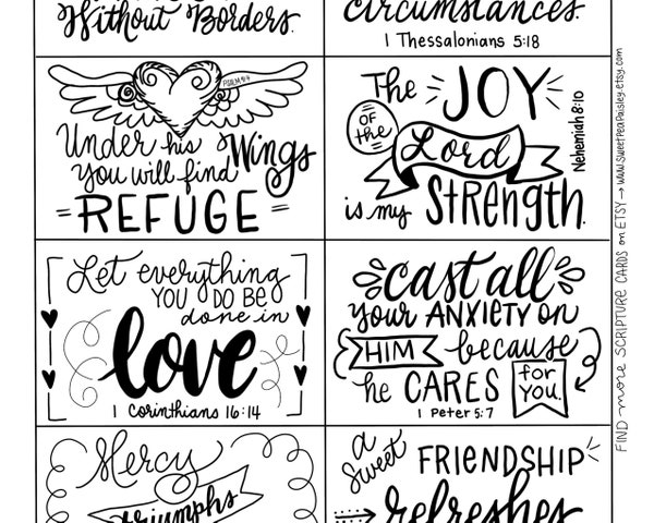 PRINTABLE Planner Stickers Bible Verse Black and White Inspirational ...