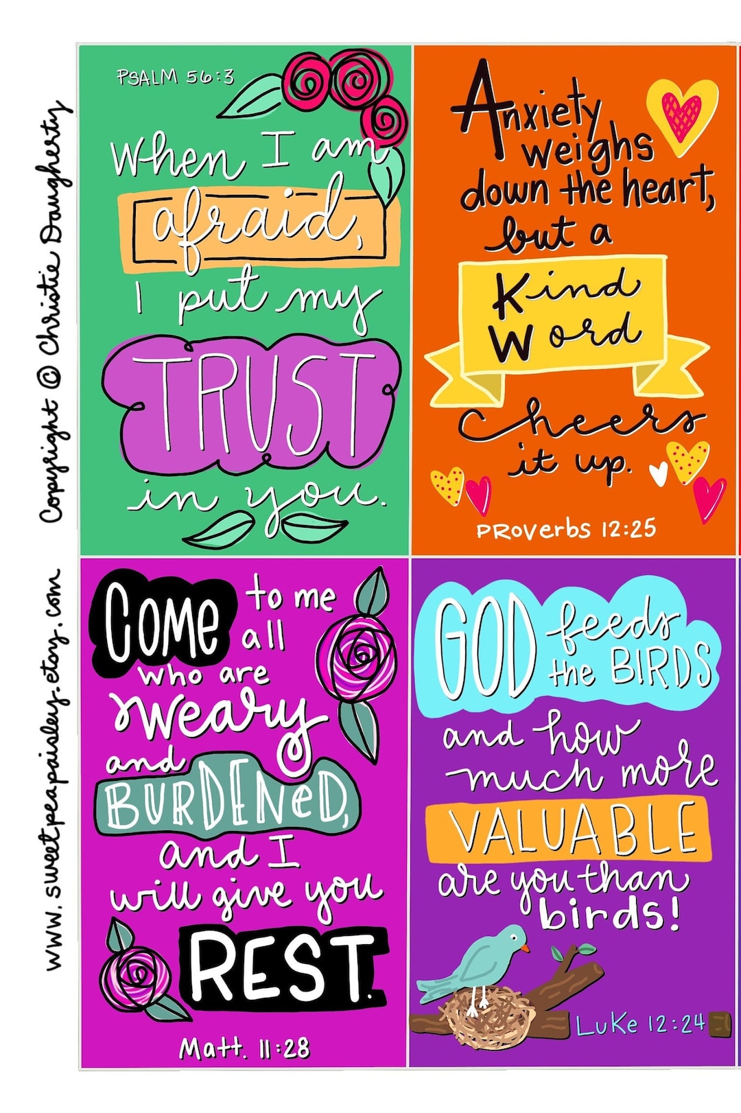 Anxiety Scripture Cards: Christian Bible Verse Prints (digital Download ...