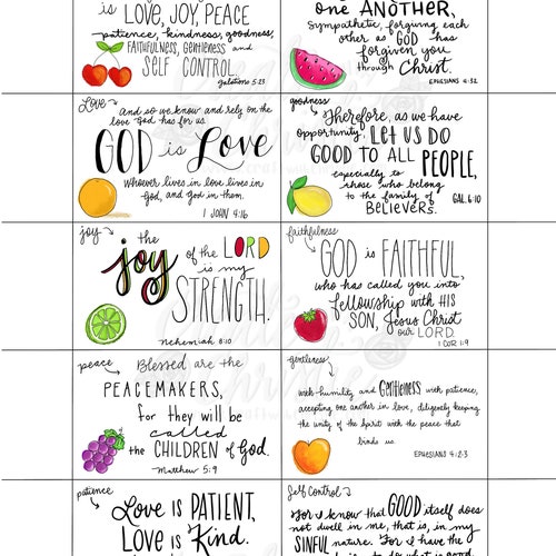Fruit of the Spirit Scripture Cards Inspirational Cards - Etsy