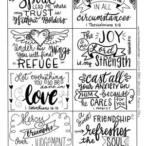 Hand-lettered Scripture Cards: Inspirational Christian Verses (digital ...