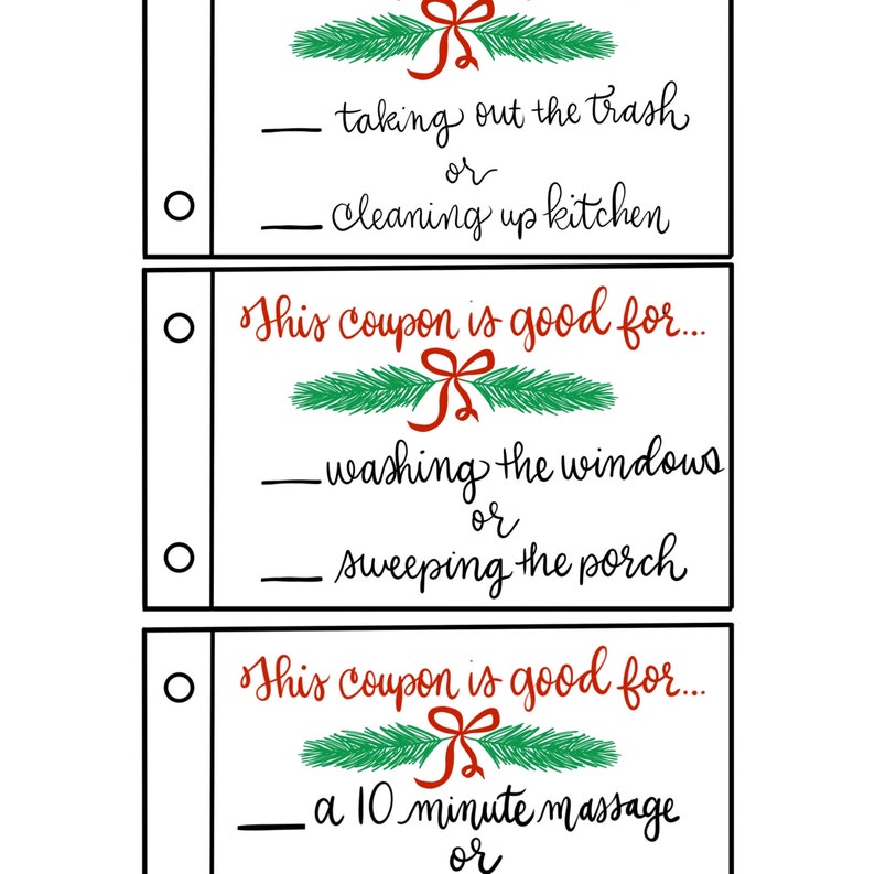 Christmas Coupon Booklet Gift Ideas Handmade for Family Friend DIY Book ...